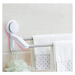 TiStm Towel Racks Towel Shelfs,Towel Rack Bathroom Suction Cup with Two Hooks,Simple Environmentally Friendly Kitchen Toilet Double Pole Rack No Drilling/32Cm (Color : 32cm)