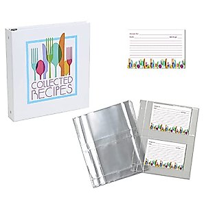 Modern Cuisine Recipe Organizer Binder Bundle with Recipe Cards and Recipe Card Protectors