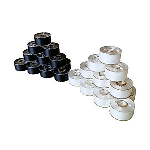 HimaPro 144 PreWound Bobbins for Embroidery and Sewing Machines Class 15 Size A (SA156) Plastic Sided 60 WT Polyester Sewing Thread(72 Black& 72 White)