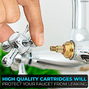 Brass Bathroom Sink Faucet Valve Stem - 2Pcs Hot and Cold Ceramic Disc Stem Quarter Turn 1/2,50mm x 10mm Spline Length 20 Teeth Bathroom Faucet Cartridge Replacement - Bathroom Faucet Stem Replacement