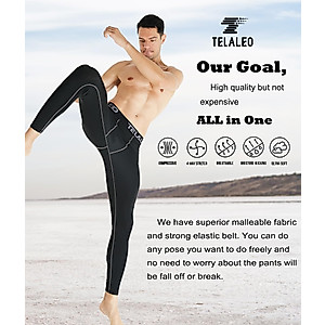TELALEO 5 Pack Men's Compression Pants Workout Leggings Running Athletic Sports Basketball Tights Baselayer XL