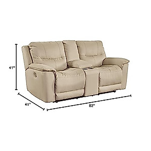 Signature Design by Ashley Next-Gen Gaucho Classic Power Reclining Loveseat with Console & Adjustable Headrest, Beige