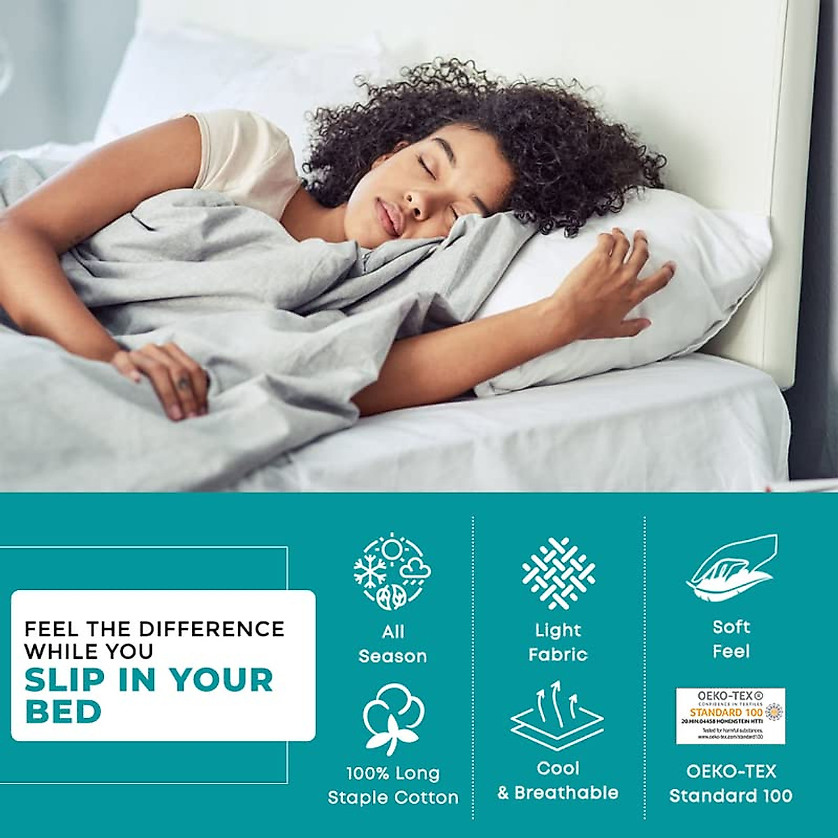 Feather & Stitch King Size Sheet Set, 100% Cotton 400TC Sateen Weave BedSheet Set of 4, Upto 15" Elastic Deep Pocket Soft Bedding Mattress Sheet, Sage