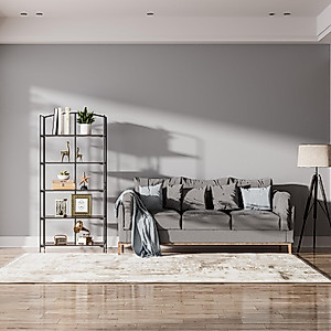 Crofy No Assembly Folding Bookshelf for Living Room, 5 Tier Black Collapsible Book Shelf for Home Office, Portable Bookcase Storage Organizer