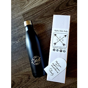 Best Dad Ever Black Water Bottle Stainless Steel & Vacuum Insulated Water Bottle Thermos for Hot & Cold Water, 17 oz Reusable Metal Bottle