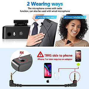 Wireless Lavalier Microphone, Lapel Microphone for DSLR Camera with OLED Display, Realtime Monitoring, Wireless Lav Mic for Podcast Interview Vlogging Youtube Video Recording
