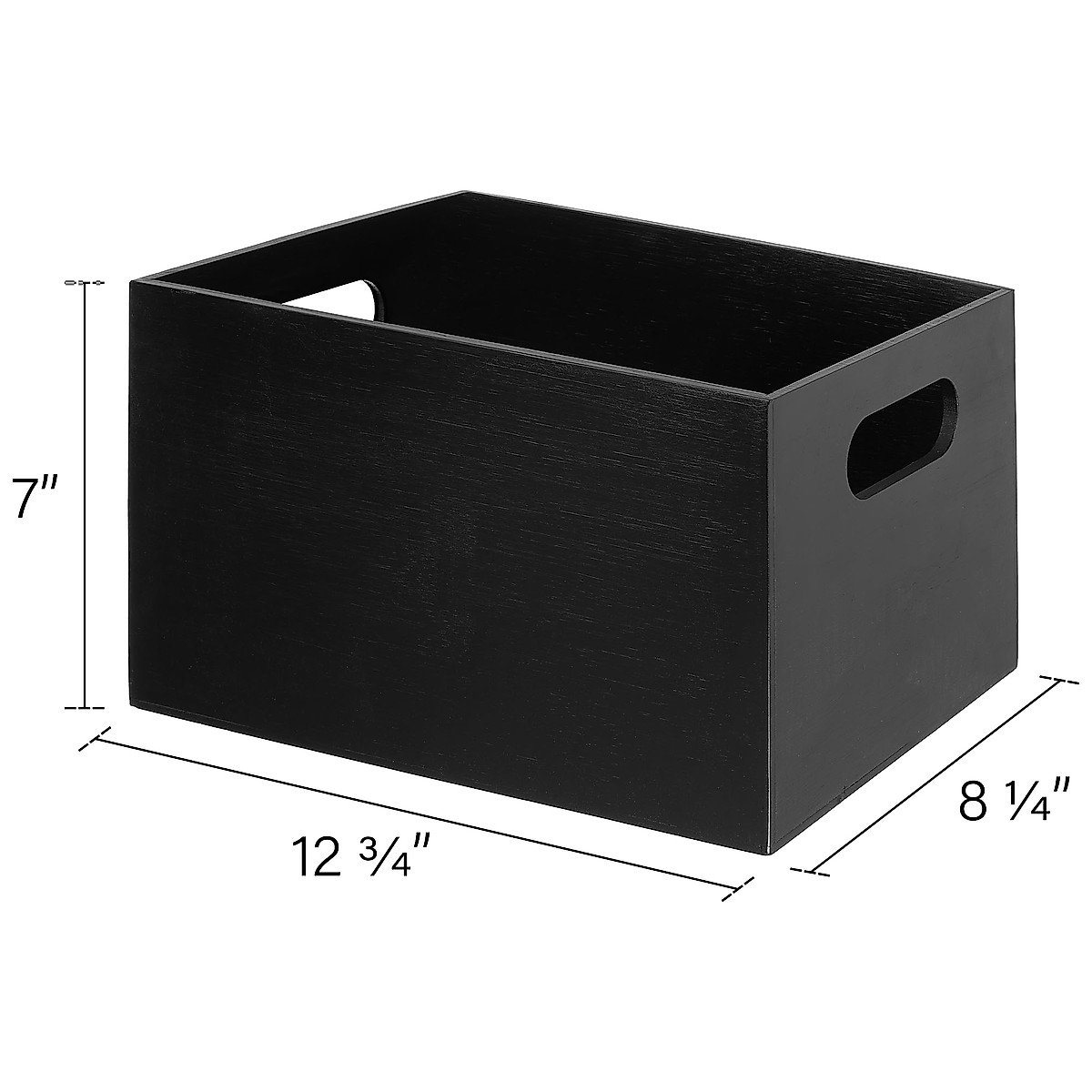 StorageWorks Bamboo Organizers for Shelves, Handcrafted Bamboo Storage Containers for Snacks, Spices, or Drinks, Black Wooden Crates with Built-in Handles, 2 Pack