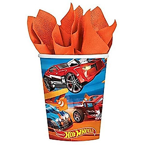 Hot Wheels Wild Racer Birthday Party Supplies Bundle Pack for 16 includes Dessert Plates, Napkins, Cups, Table Cover