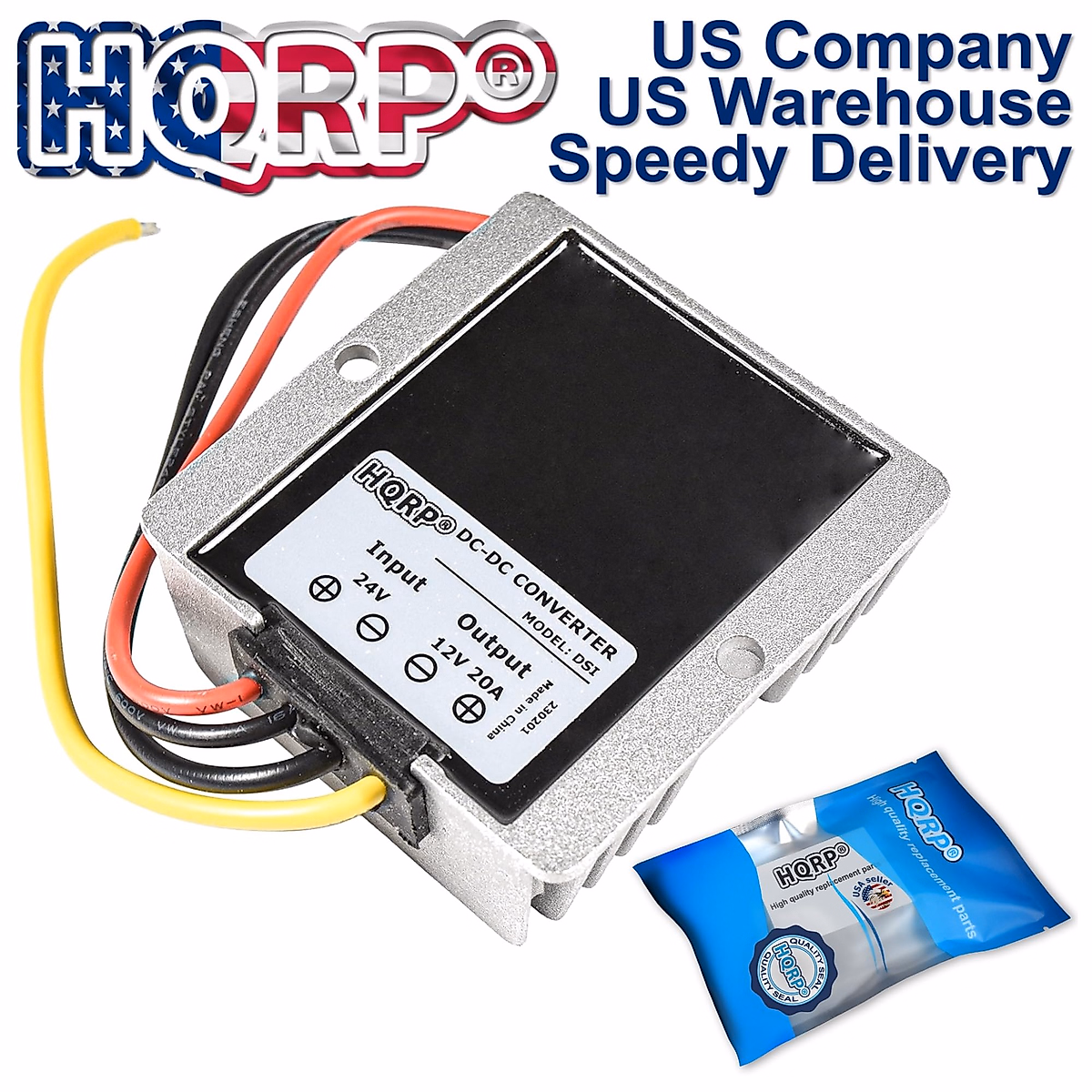 HQRP DC-DC Step Down Converter 24V to 12V 20A 240W Power Supply Adapter Compatible with Golf Cart Club Car, LED Strip Light, Motor, Dashcam, Car Truck, Vehicle, Camera Waterproof Voltage Regulator