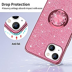 OCYCLONE iPhone 14 (6.1") Glitter Diamond Case with Ring Stand - Pink, Women & Girls
