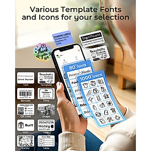 Phomemo M110 Label Makers - Portable Bluetooth Thermal Label Maker Printer for Barcode, Clothing, Jewelry, Retail, Mailing, Compatible with Android & iOS System, with 1pack 40×30mm Label, Black