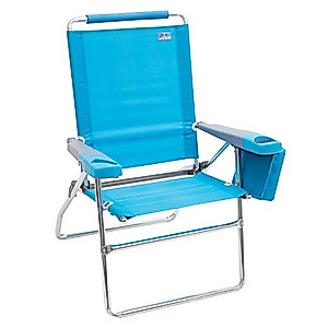 Rio Beach 17" Extended Height 4-Position Folding Beach Chair, Aluminum, Turquoise