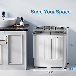 Ceamorfco Portable Washing Machine, 18lbs Portable Washer and Dryer Combo for Laundry, Twin Tub Washing Machine 11lbs Washer & 7lbs Spinner, Lavadora Portatil for Apartments, RVs, Camping, Dorms