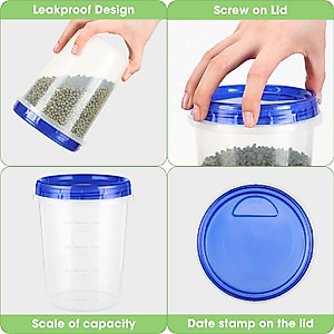 24 Pcs 32 oz Freezer Containers for Food with Twist Top Lids Reusable Plastic Soup Food Containers with Screw on Lids Leakproof Round Containers for Juice Condiments Fruit Snacks Leftovers (Blue)