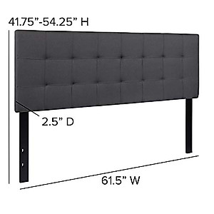 BizChair Quilted Tufted Queen Size Headboard in Dark Gray Fabric