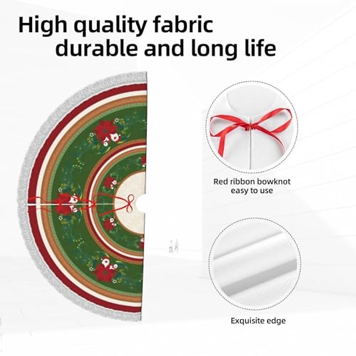 IJQRVJ Beach Theme,Christmas Tree Skirt with Tassel Lace-up,Flip Flops Glasses Holiday Image,Xmas Tree Decorations and Ornaments,Blue White,36in