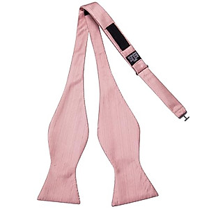 Dubulle Self Tie Bow Ties and Lapel Pin for Men Paisley Solid Mens Bowtie and Handkerchief Cufflinks Set Wedding,Blush Rose Gold