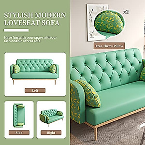 PHOYAL Loveseat Sofa, Mid Century Modern Decor Love Seat Couch, 56" 2-Seater Sofa Double seat Modern Sofa for Living Room, Apartment, Studio,Office & Small Space (Green)