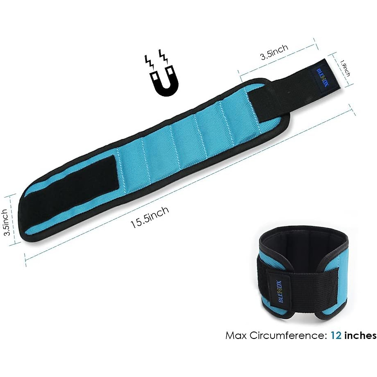 Magnetic Wristband, BLENDX Men Stocking Stuffers Gifts Tool with Strong Magnets for Holding Screws, Nails, Drill Bits Cool Tools for Father's Day Gift for Him, Men, Husband, Dad, Guys, DIY-er