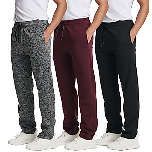 Real Essentials Men's Open Bottom Mens Sweatpant Men Tech Fleece Active Sports Sweat Sweats Athletic Training Pant Track Gym Running Casual Heavy Sweatpants Pockets Pants - Set 6, M, Pack of 3