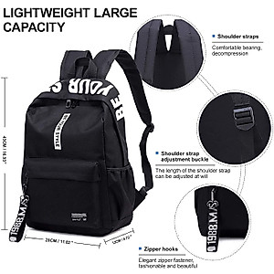 Black Backpacks for Teen Girls High School , Middle School Students Bookbag Outdoor Travel Daypack for Women Men, Lightweight Casual University Laptop Back Pack for 14" Laptop
