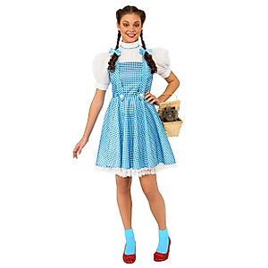 Rubie's womens Wizard of Oz Adult Dorothy Dress and Hair Bows Costume, Blue/White, Teen US