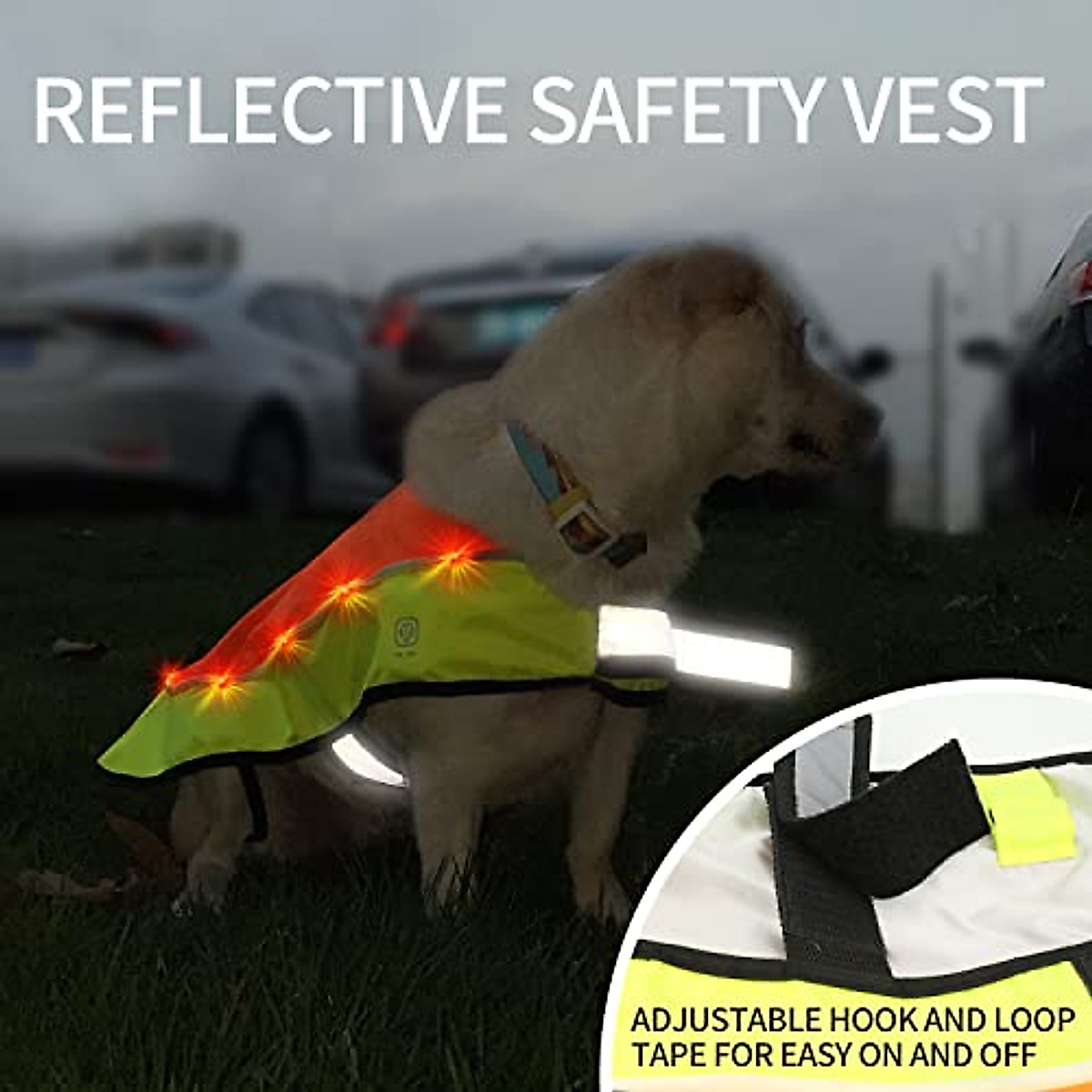 LaRoo Dog Raincoat Night Safety Pet T Shirts with LED Light & Reflective Strip, Waterproof Dog Vest Jacket Breathable Lightweight Slicker, Fashion Dog Outfit Coats for Puppy Small Dogs to Large Dogs