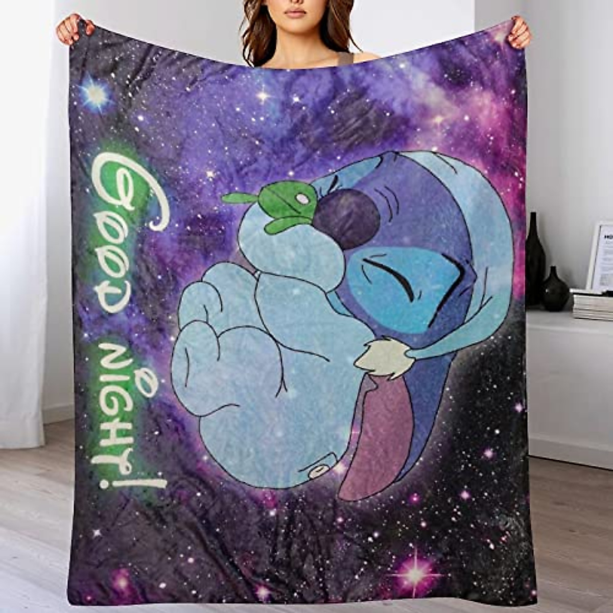 Goodnight Stitch Blanket for Kids Gifts Lightweight Soft Warm Throw Blankets for Living Room Bed Couch Sofa in 50x60in