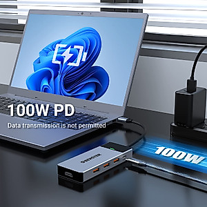 5 in 1 USB C Hub 3.2 Gen 2 10 Gbit/s, USB C Adapter with 4K@60Hz HDMI + 3*USB 3.2 Gen 2 +100W PD, Multiport USB 3.2 Hub for MacBook, Mac Pro, Mac Mini, iMac, Surface Pro, XPS, PC, Flash Drive