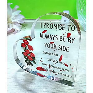 Acrylic Heart Gift for Lover Romantic Plaque Inspirational Quotes Gift for Wedding Birthday Anniversary Table Decoration (love)