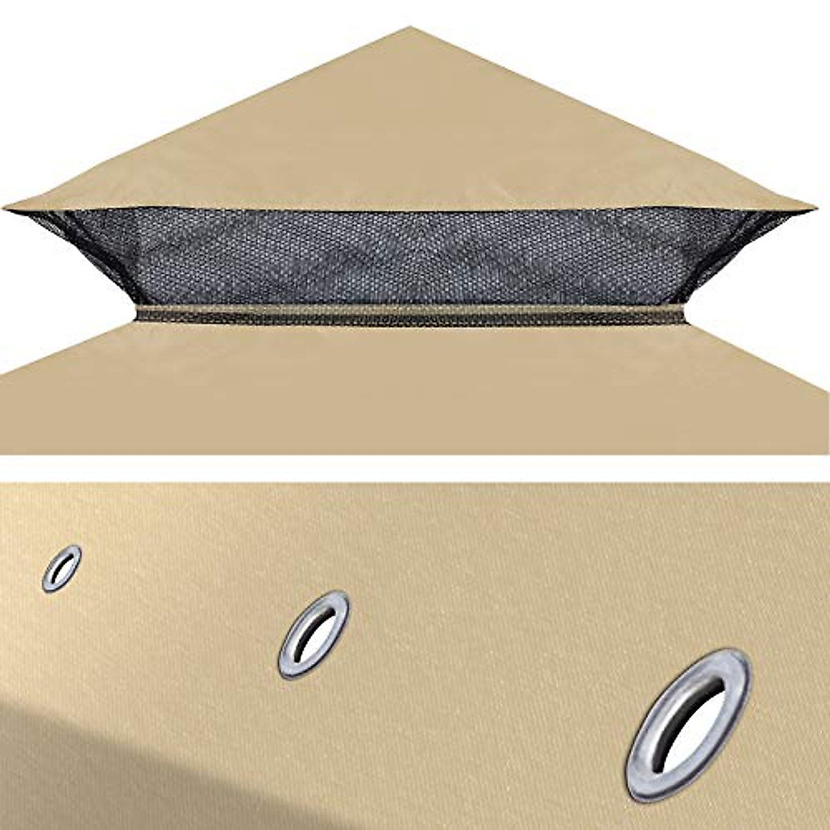 BenefitUSA Replacement Canopy Top Cover for 10'X10' Gazebo Polyester Double Tiers for Outdoor Garden Patio Pavilion Sunshade (Beige)