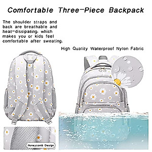 Fedalust Laptop Backpack Book Bags, Travel Backpack for Women, Daisy School Backpack with Lunch Box, Waterproof Casual Daypack Backpacks