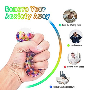 ALMAH Stress Balls for Adults and Kids (4 Pack), Squishy Balls with Water Bead, Squeeze Ball to Relax, Focus, Decompress, Anxiety Relief, for Autism ADHD and More