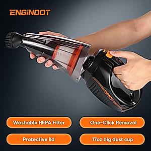 ENGINDOT Car Vacuum Cleaner, 8Kpa High Power Handheld Vacuum, 30 Mins Runtime 12V Cordless Car Vacuum, 2-Way Powered, Accessories Kit for Car Interior and Home Cleaning