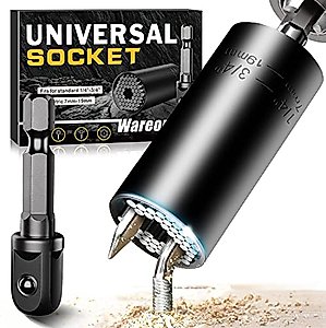 Valentines Day Gifts for Him-Universal Socket Tools Gifts Stocking Stuffers for Men, Birthday Gifts Cool Stuff Gadgets for Men Dad Husband Boyfriend, Tools Socket Set with Power Drill Adapter(7-19 MM)