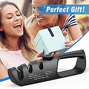 Homly Knife Sharpeners with Adjustable Angle Knob, Multifunctional 3-Stage Sharpening, Polishing Kitchen Knife Sharpeners, Professional Knife Sharpeners with tungsten alloy, ceramic and diamond slots