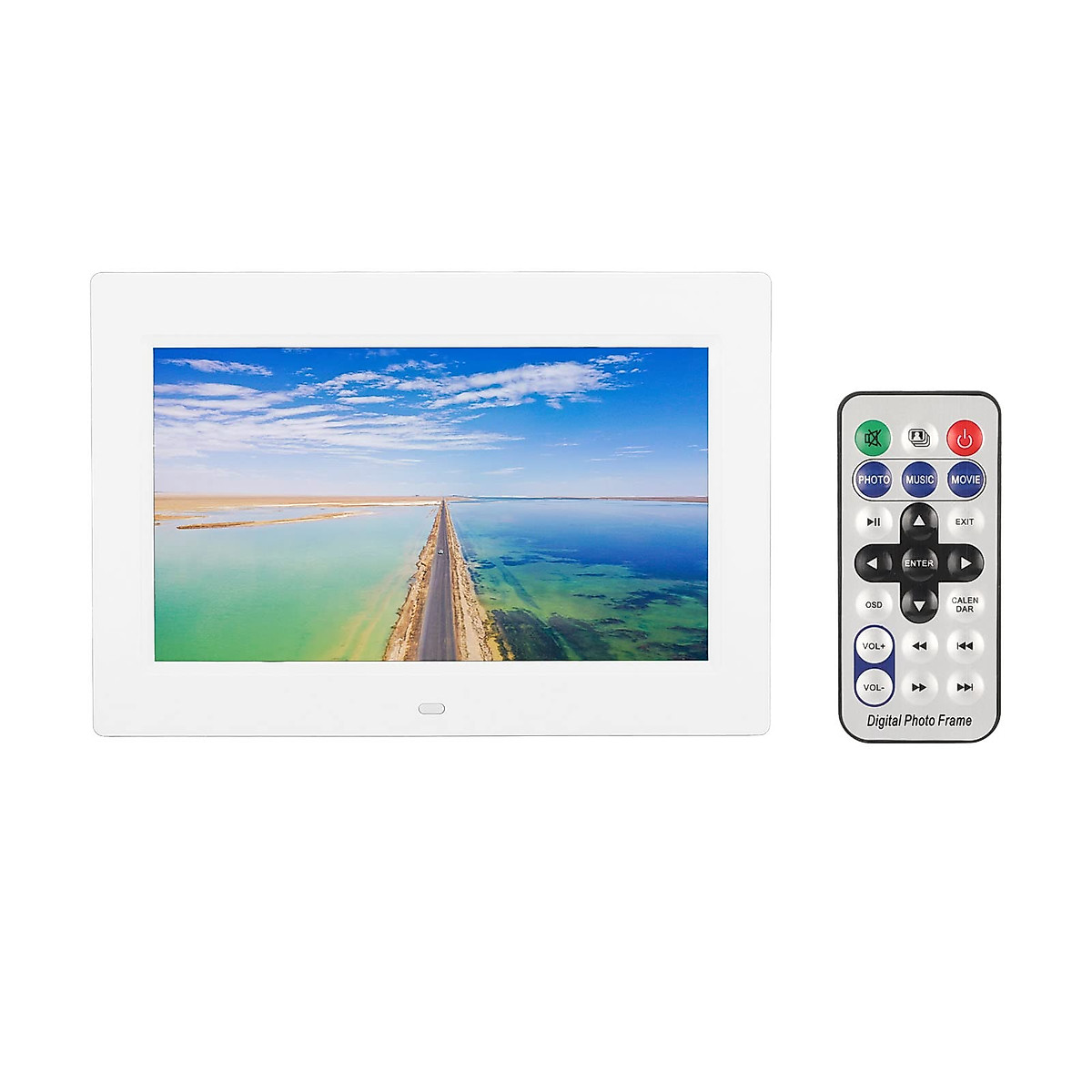 10 Inch Digital Photo Frame Electronic Album 100-240V 1024x600 White with Remote Control for Office (US Plug)