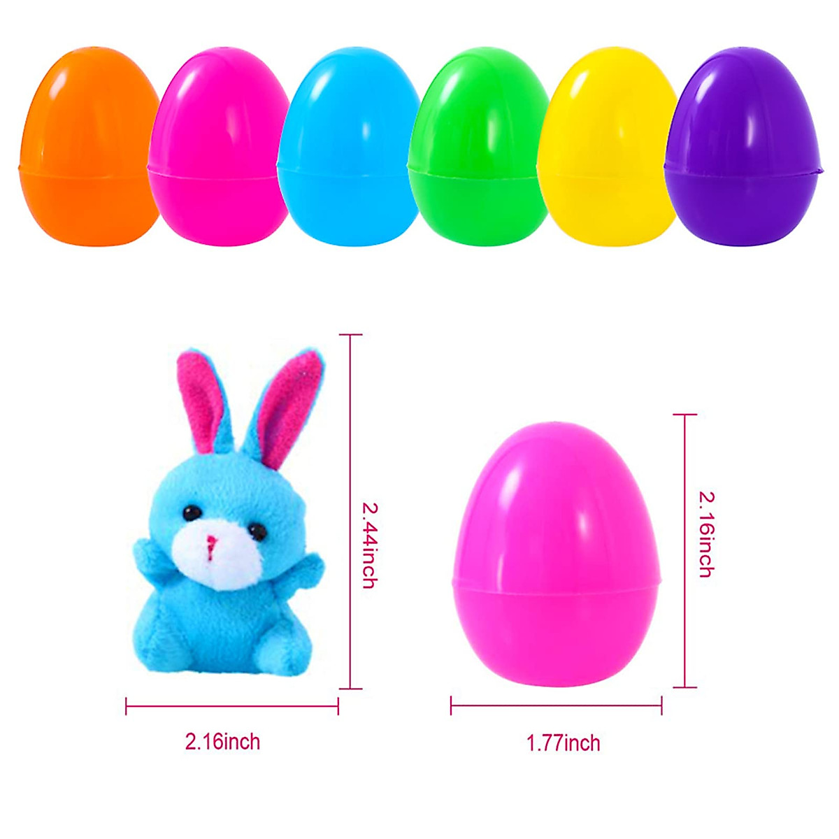 12 Pcs Easter Eggs Filled with Mini Plush Animals Toy Easter Basket Stuffers for Kids Easter Egg Hunt, Easter Party Favor
