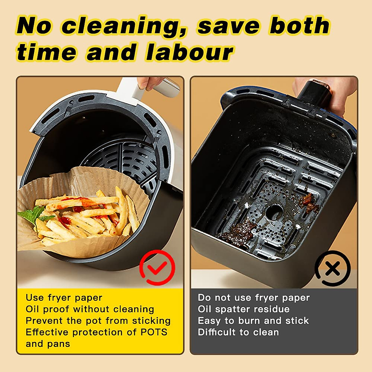 Air Fryer Disposable Parchment Paper Liner: 6.3 or 7.9 Inch 100PCS Round Unbleached Silicone Paper for 4QT to 10QT Airfryer Toaster Oven Basket (7.9Inch（100PCS）)