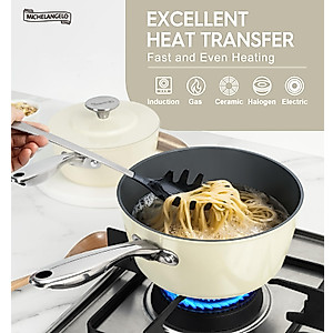 MICHELANGELO Sauce Pan with Lid, Nonstick Ceramic Saucepans Set, 1.5Qt & 3Qt Sauce Pan Sets with Stainless Steel Handle, Non-Toxic, Induction Compatible, Oven Safe