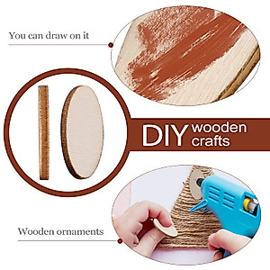 NUOBESTY 200pcs Unfinished Wood Oval Slices Natural Rustic Wooden Cutout Oval Wood Pieces Tag for DIY Craft Wedding Centerpiece Christmas