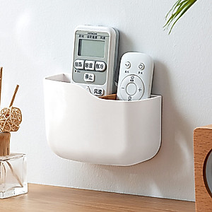 Ismeally Universal Multi-function TV Remote Control Air Conditioner Storage Box With Partitions Wall-mounted Phone Plug Holder Stand Container, Adhesive,Hole-Free,No Drilling