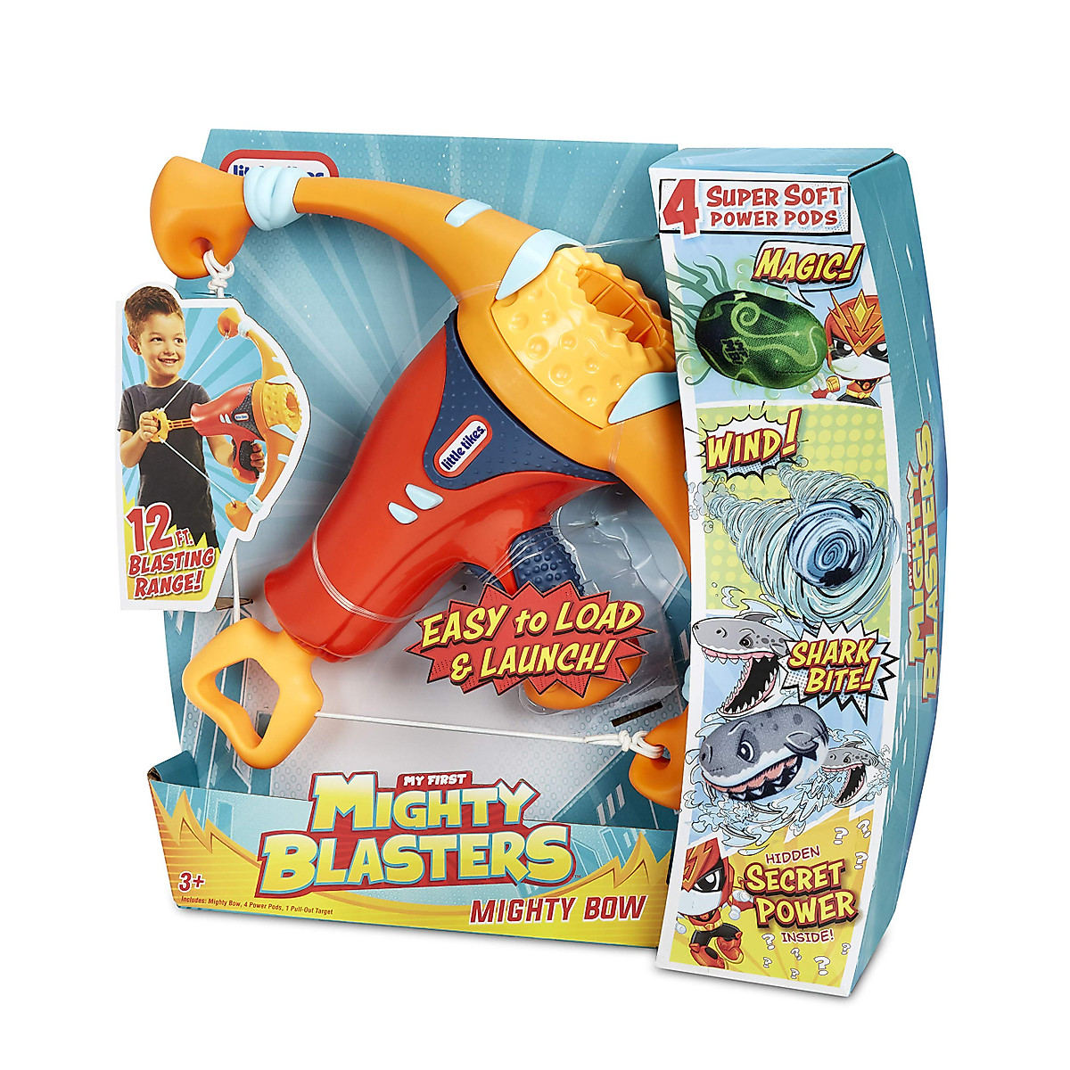 Little Tikes Mighty Blasters Mighty Bow Toy Blaster with 4 Soft Power Pods, Multicolor, Model: