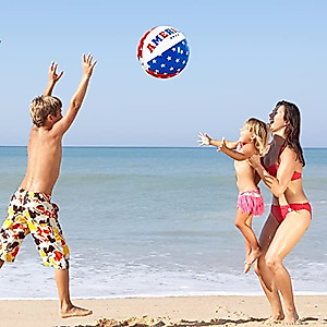 Whaline 8 Pieces Patriotic Inflatable Beach Balls 4th of July Party Favor Gifts America Stars Red Blue PVC Balls for Independence Day Beach Party Decor Supplies Water Sand Game Accessory Boys Girls