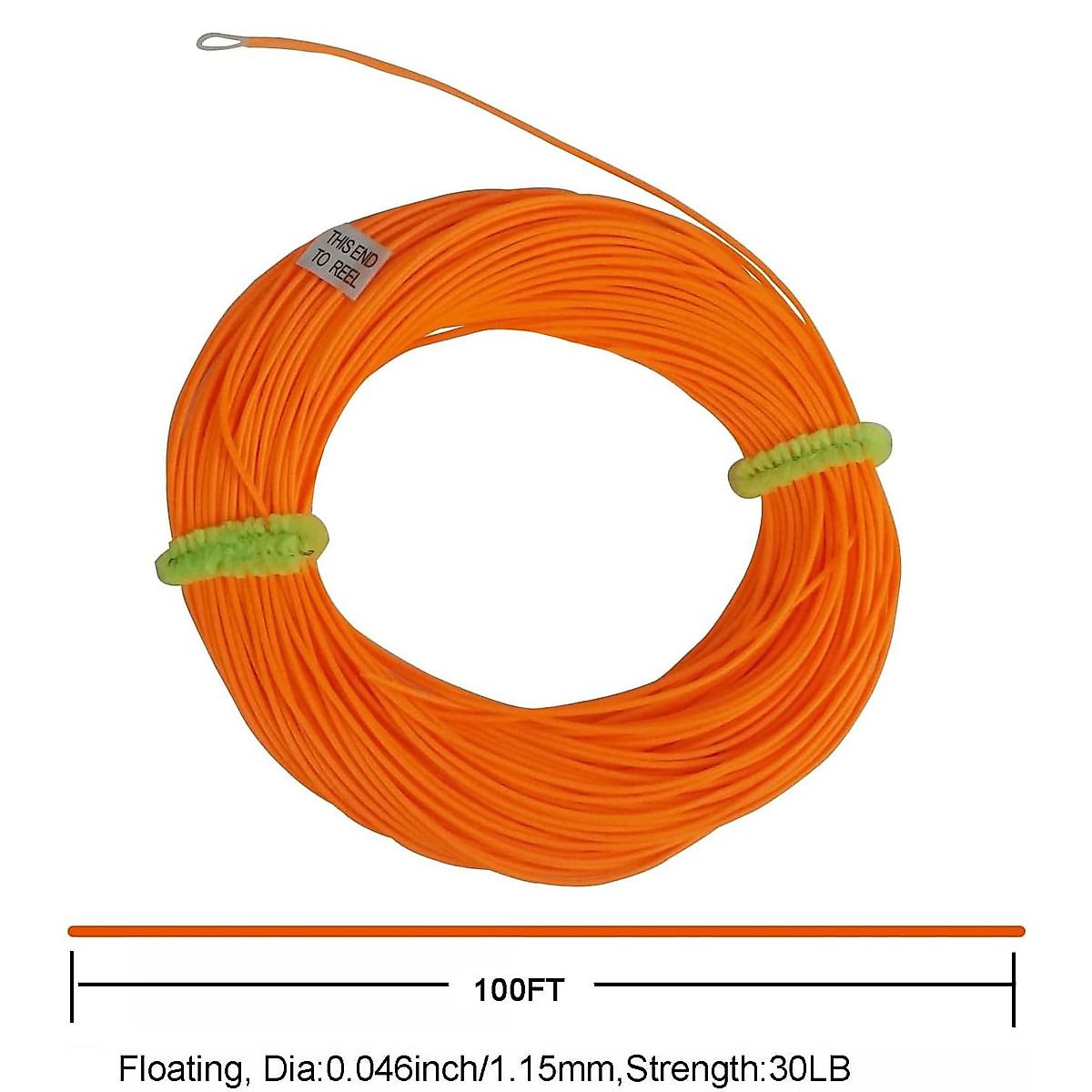 Aventik Floating/Sinking Shooting Line Running Line Fly Fishing Line 100ft with Front Loop 15LB/20LB/30LB (Orange Float 30LB)
