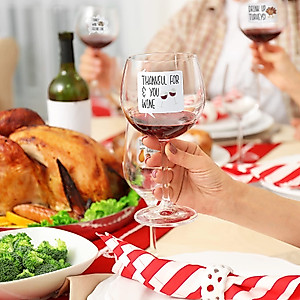 36 Pieces Wine Glass Static Cling Sticker Thanksgiving Reusable Funny Wine Sticker Reusable Wine Glass Stickers Wine Glass Drink Markers Fall Wine Stickers for Wine Tasting Wine Charm Party Supplies