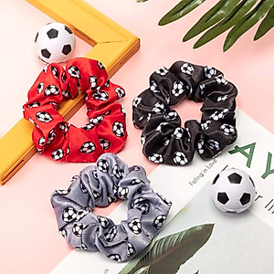 Syhood 16 Pieces Soccer Hair Scrunchies Soccer Hair Ties Elastic Sports Ball Bands Ponytail Holders Ties Accessories Graduation Gift for Girls Women Players Coaches Teams