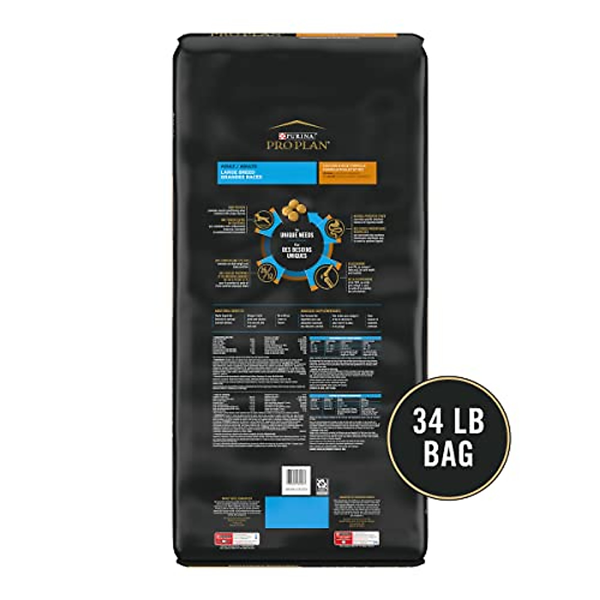 Purina Pro Plan High Protein, Digestive Health Large Breed Dry Dog Food, Chicken and Rice Formula - 34 lb. Bag