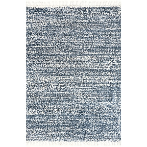 nuLOOM Brooke Shag Tasseled Area Rug - 8x11 Shag Area Rug Casual Light Blue/Ivory Rugs for Living Room Bedroom Dining Room Nursery