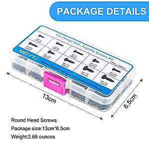 MEIYYJ 10 Kinds Small Multi-Purpose M1 M1.2 M1.4 M1.7 Phillips Head Micro Screws Self-Tapping Electronic Screws Assortment Kit Pack of 1000